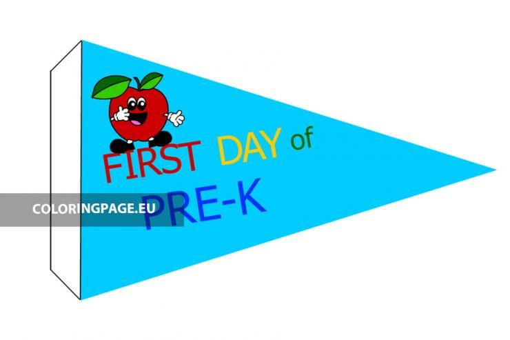 First day of pre-k Pennant Flag | Coloring Page