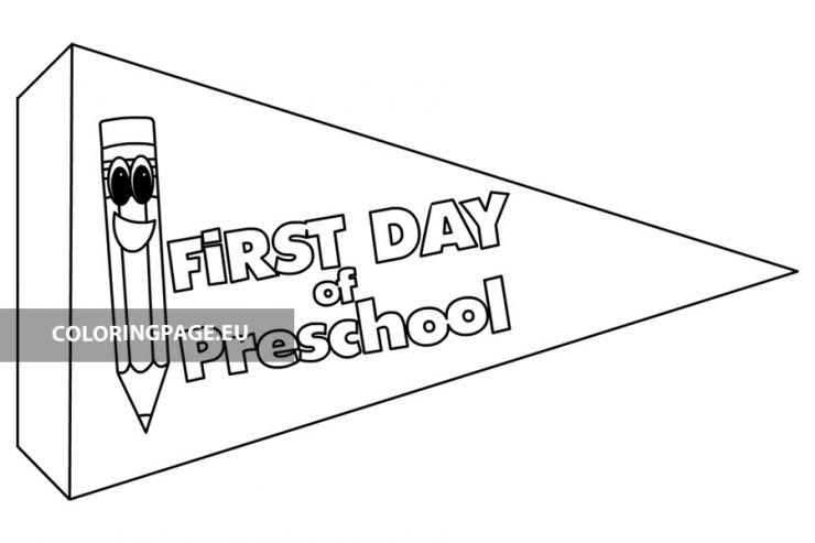 First Day of School Pennant printable | Coloring Page