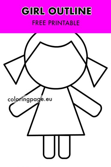 Girl outline template | Coloring Page