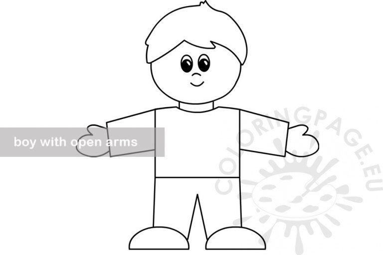 Happy boy with open arms | Coloring Page