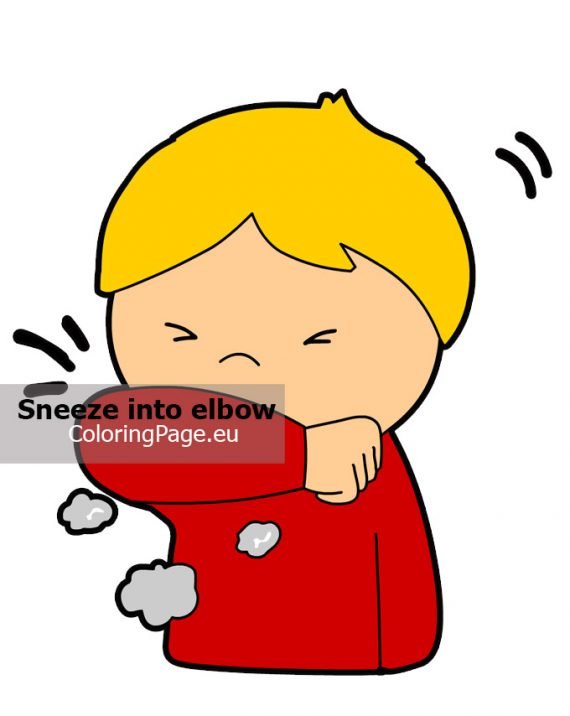 Covid 19 - Sneeze into elbow | Coloring Page