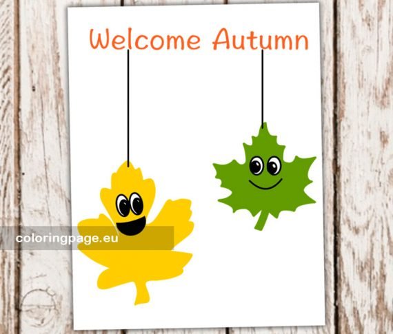 Welcome autumn with leaves | Coloring Page