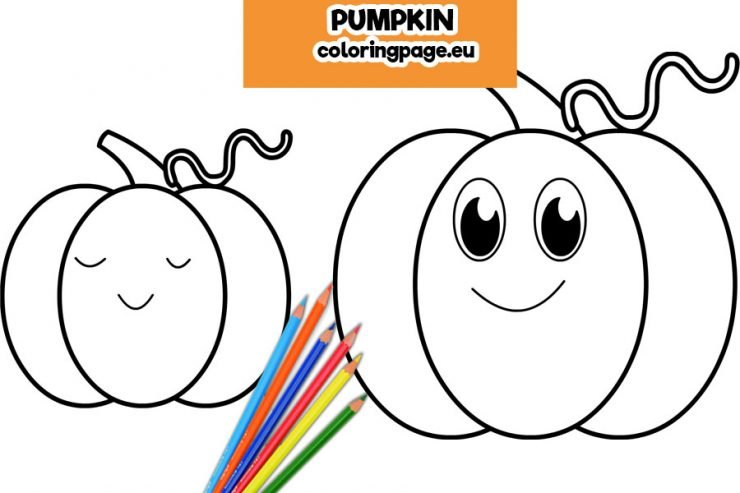 Large pumpkin and small pumpkin | Coloring Page