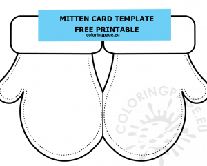 Winter mitten card template | Coloring Page