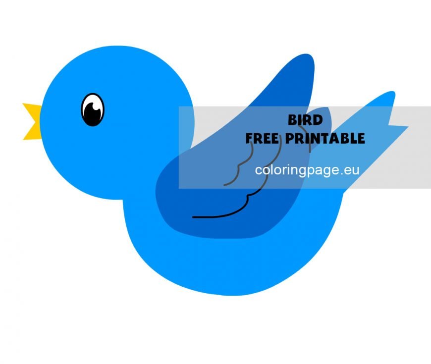 Flying Cute Blue Bird | Coloring Page