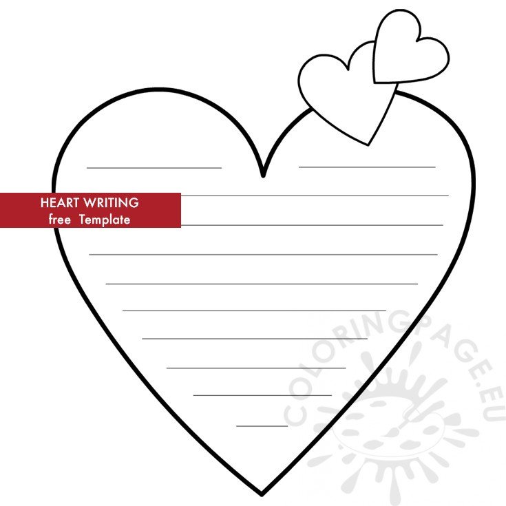 Heart Writing Template Printable Coloring Page