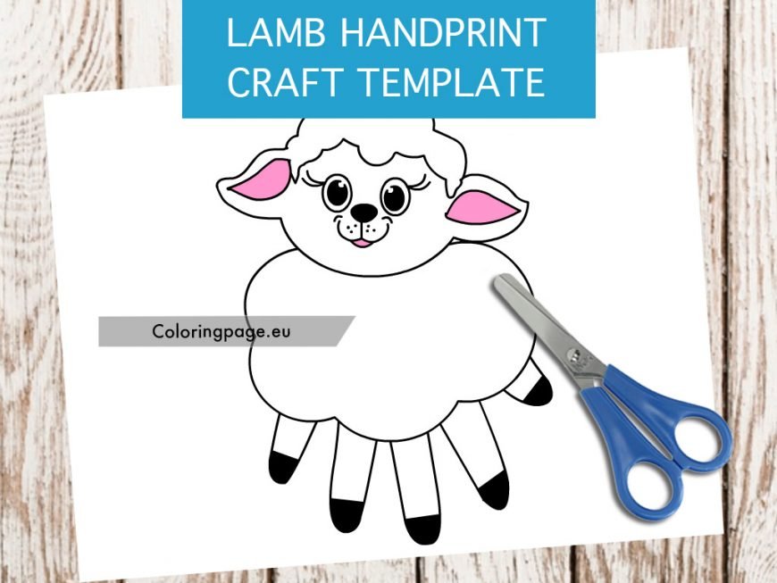 Lamb handprint craft template | Coloring Page
