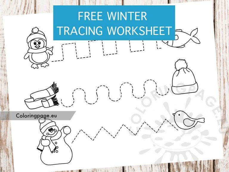 Free Printable Winter Tracing Worksheet | Coloring Page