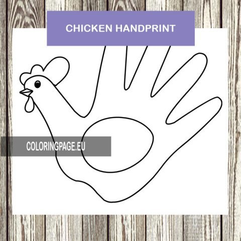 Printable Chicken Handprint template | Coloring Page