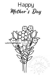Happy Mother's Day Flower Bouquet | Coloring Page