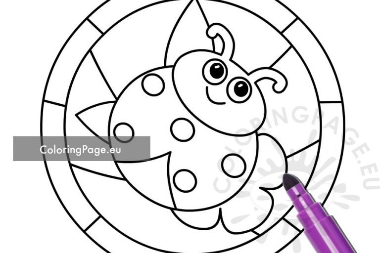 Free stained glass ladybug pattern | Coloring Page