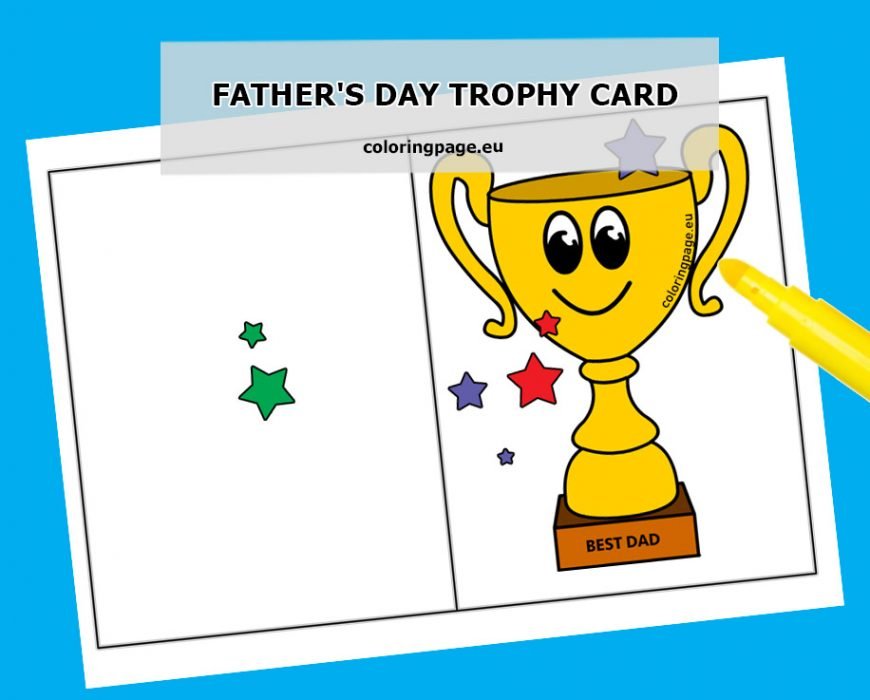 Father's Day Trophy cup card printable | Coloring Page