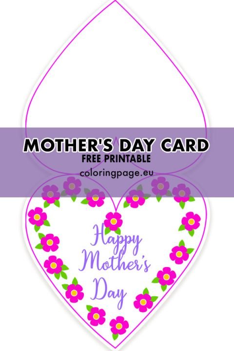 Flower Heart Happy Mother's Day Card | Coloring Page