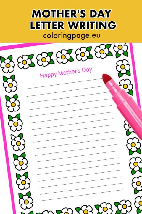 Mother's Day Letter Writing Paper | Coloring Page