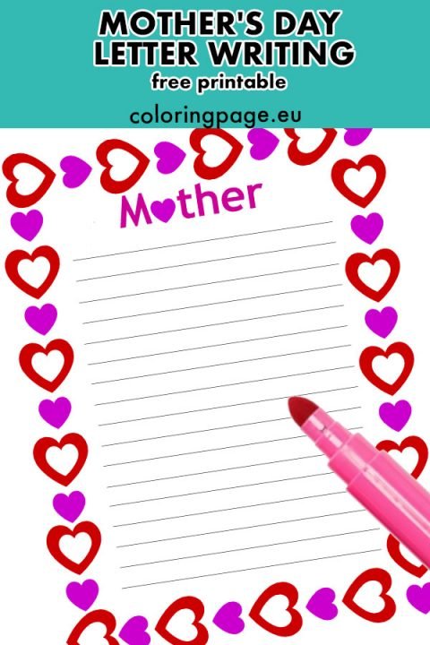 Free Mother's Day Lined Writing Page | Coloring Page