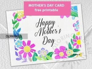 Watercolor Floral Mother’s Day Card | Coloring Page