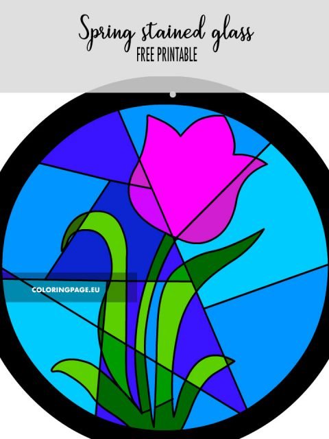 Spring stained glass decoration | Coloring Page
