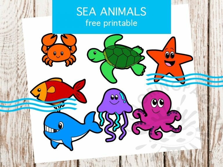 Colorful sea animals printable | Coloring Page