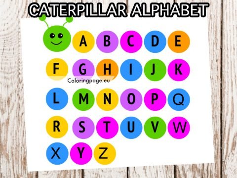 Free printable Colorful Caterpillar Alphabet | Coloring Page