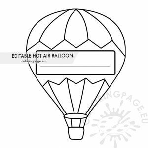 Hot Air Balloon Name Tag | Coloring Page