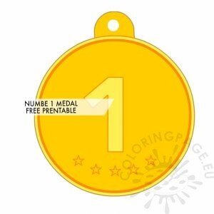Number 1 Medal printable | Coloring Page