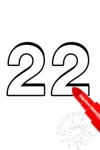 Number 22 outline | Coloring Page