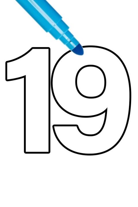 Number 19 template pdf | Coloring Page