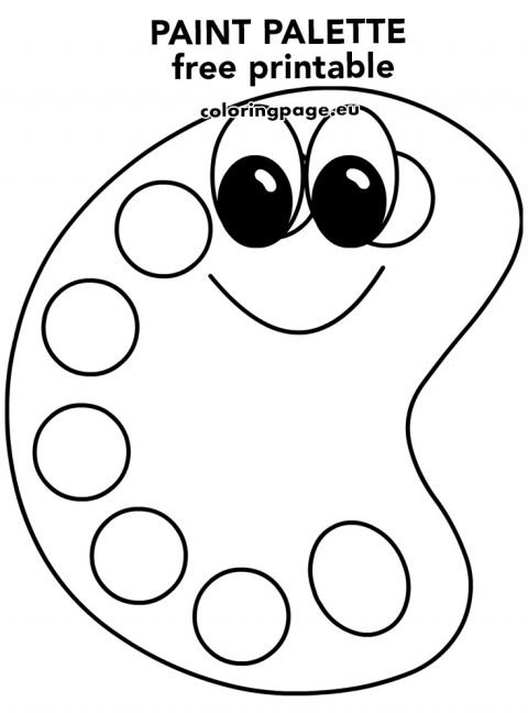 Cute Artist paint palette cartoon | Coloring Page