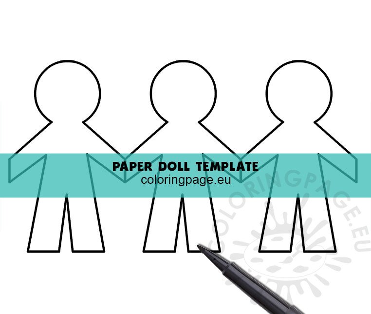 Free Paper Doll Chain Template Coloring Page
