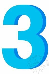 3d Blue Number 3 printable | Coloring Page