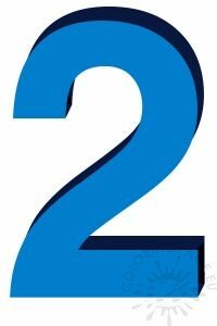 Printable Blue number 2 | Coloring Page