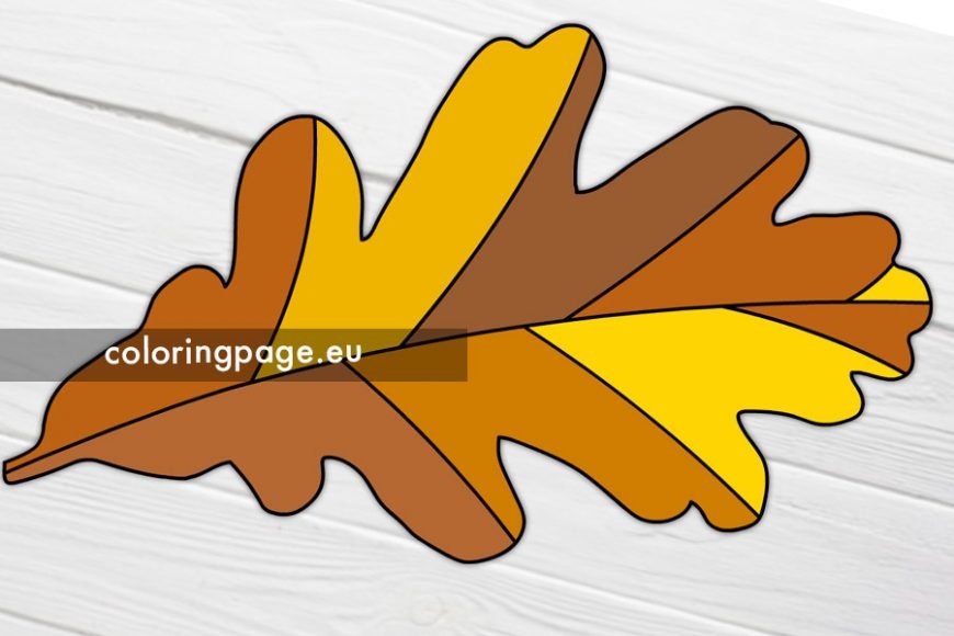 Brown and yellow autumn oak leaf | Coloring Page