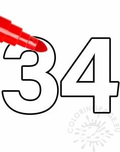 Number 34 outline | Coloring Page