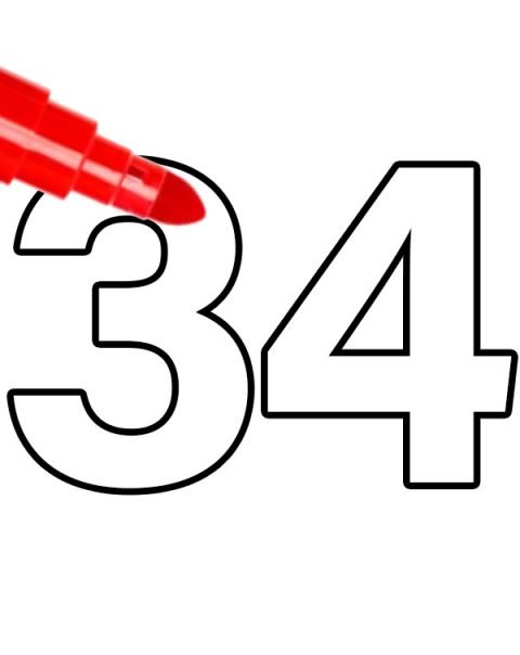 Number 34 outline | Coloring Page