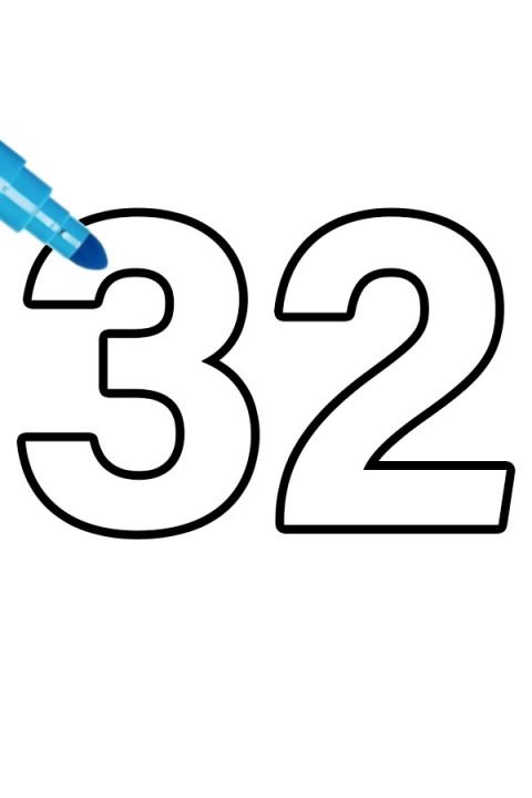 Number 32 template | Coloring Page