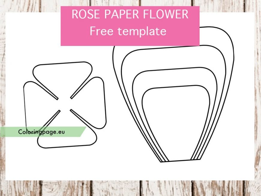 Rose paper flower template printable | Coloring Page