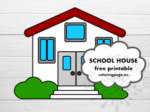 Free printable School House | Coloring Page