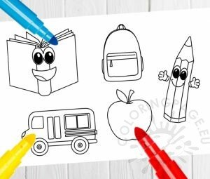 Coloring Book School Related Objects | Coloring Page