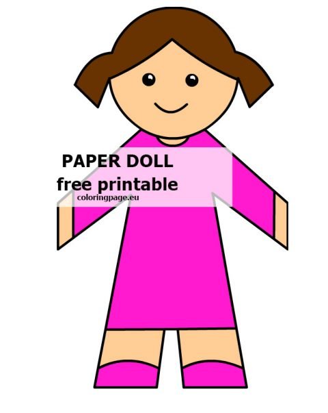 Paper girl with pink dress | Coloring Page