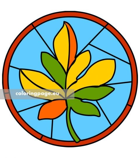 Autumn Leaf Stained Glass decoration | Coloring Page