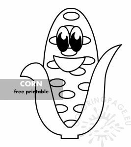 Corn cob character with face | Coloring Page