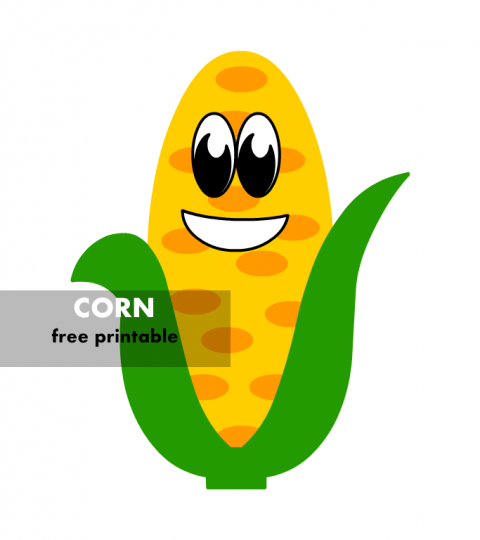 Free Funny corn cartoon character | Coloring Page