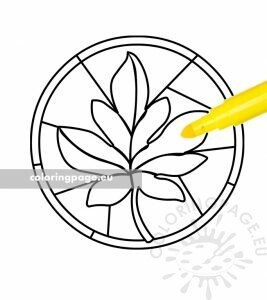 Autumn Leaf Stained Glass | Coloring Page