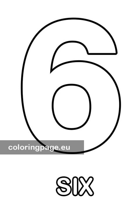 Number six outline | Coloring Page