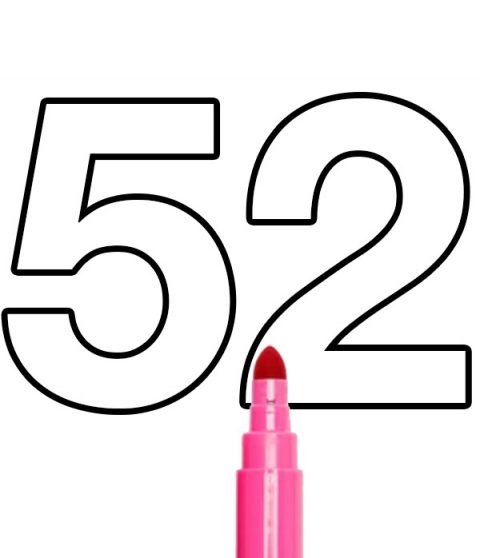 Number 52 template | Coloring Page