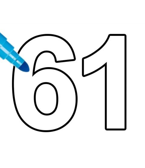 Number 61 outline | Coloring Page