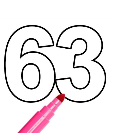 Number 63 shape | Coloring Page