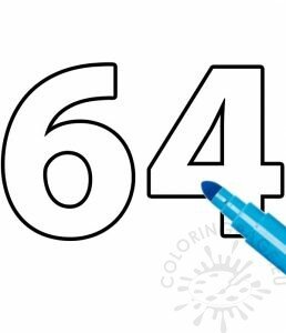 Printable Number 64 template | Coloring Page