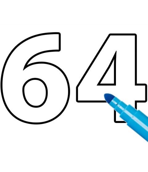 Printable Number 64 template | Coloring Page