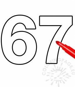Number 67 outline | Coloring Page